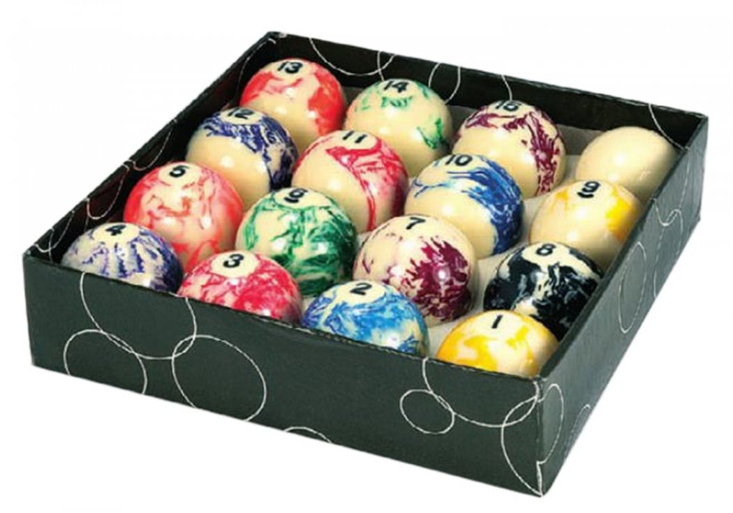 Competition 2'' Marble Spots & Stripes Pool Balls | Liberty Games
