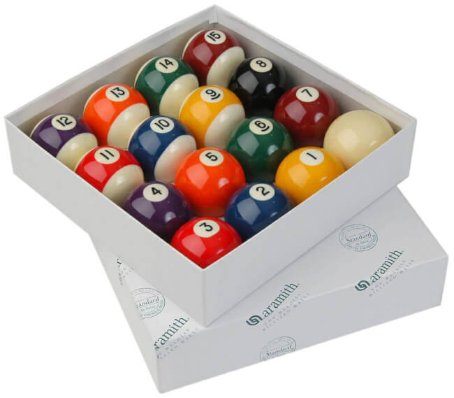 Aramith 2 1/4" (57mm) Spots & Stripes Pool Ball Set | Liberty Games