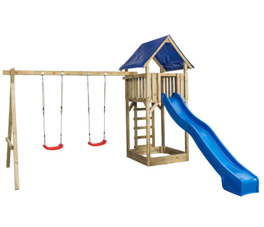 Jonas Wooden Climbing Frame Tower with Swing Set & Slide by Swing King