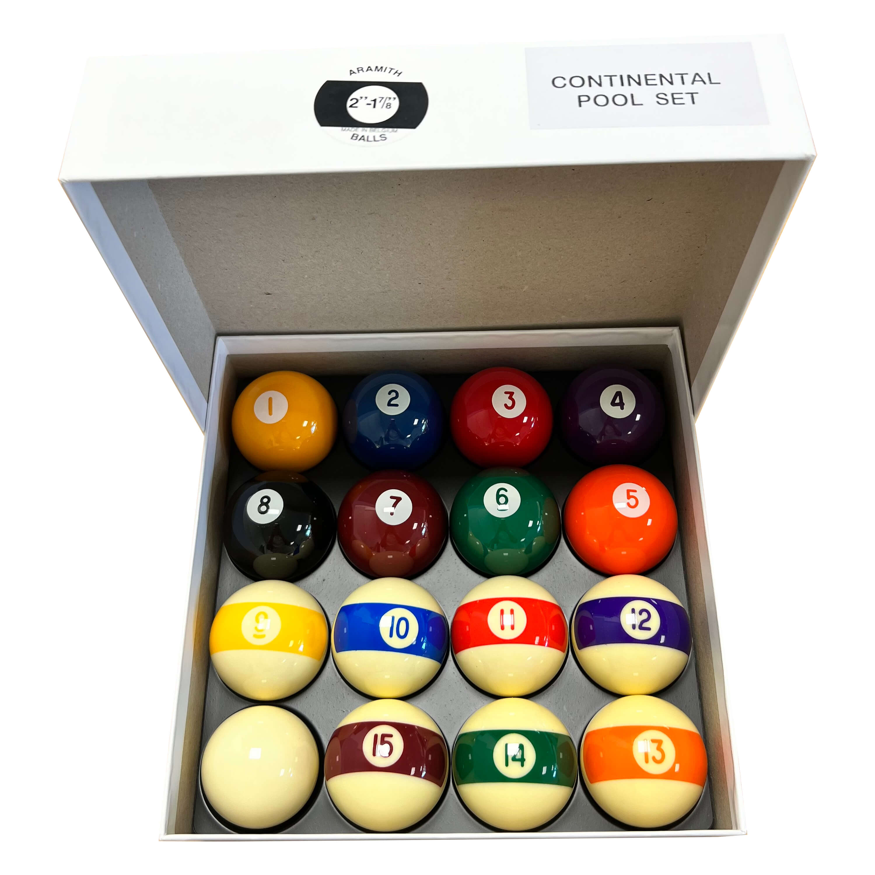 Aramith Continental 2" 50.8mm Spots n Stripes Pool Ball Set