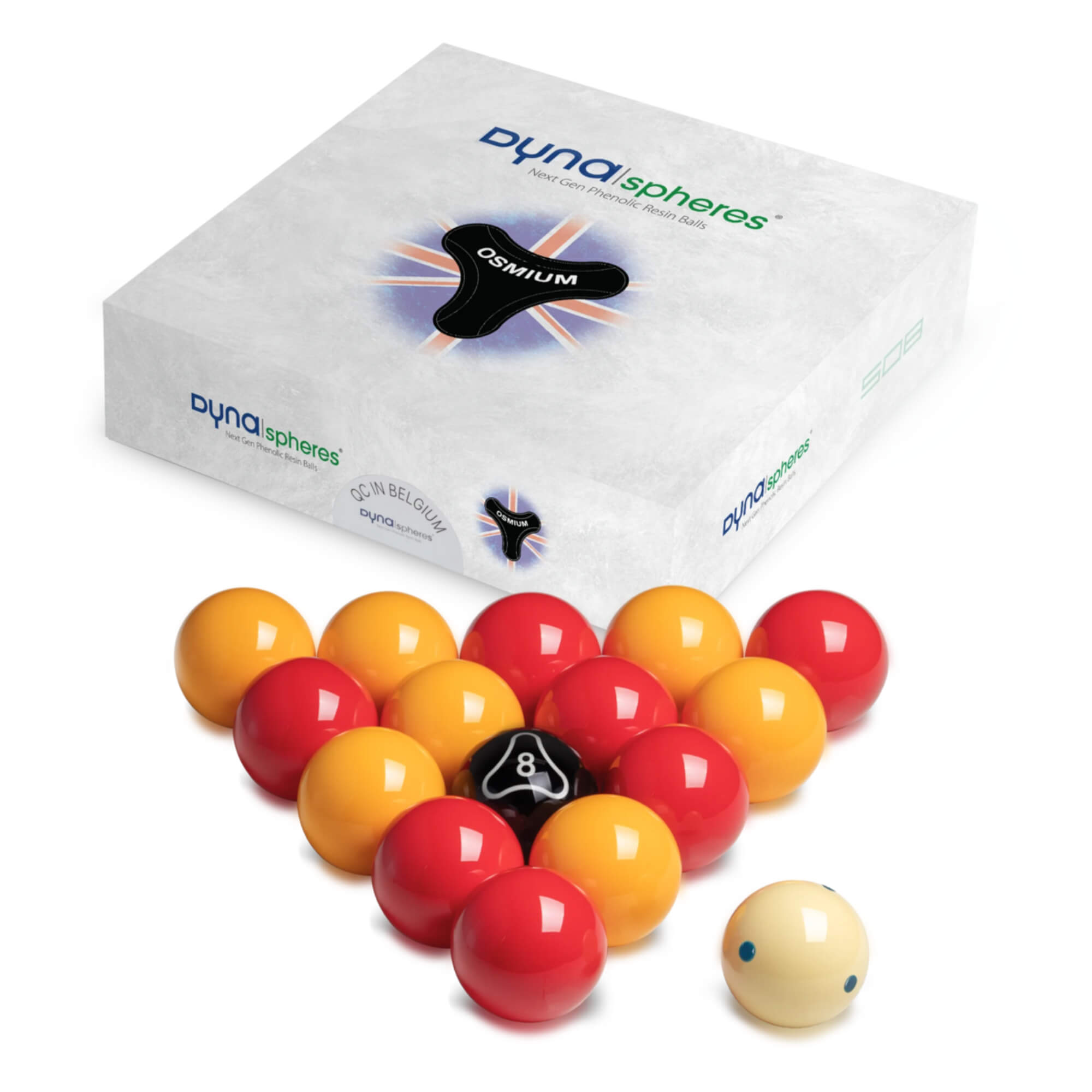Dynasphere Osmium 508 2" Red & Yellow Pool Ball Set | Liberty Games