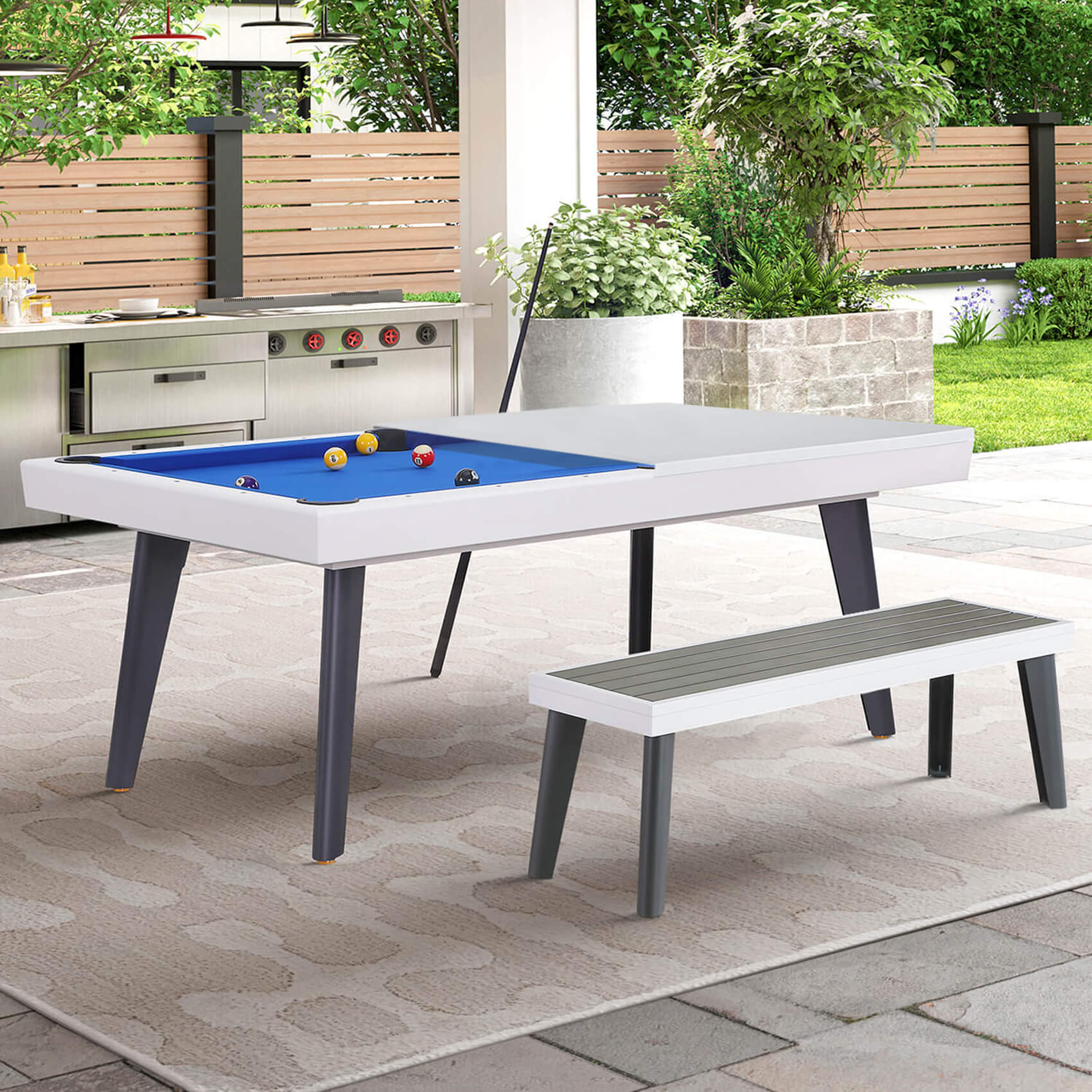 Pureline California Outdoor/Indoor Slate Bed Pool Dining Table