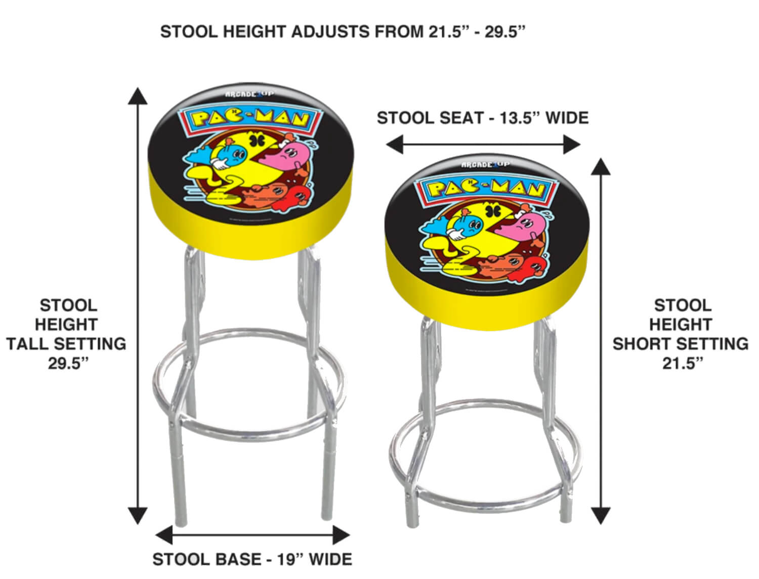 Arcade1Up Pac-Man Adjustable Arcade Stool | Liberty Games